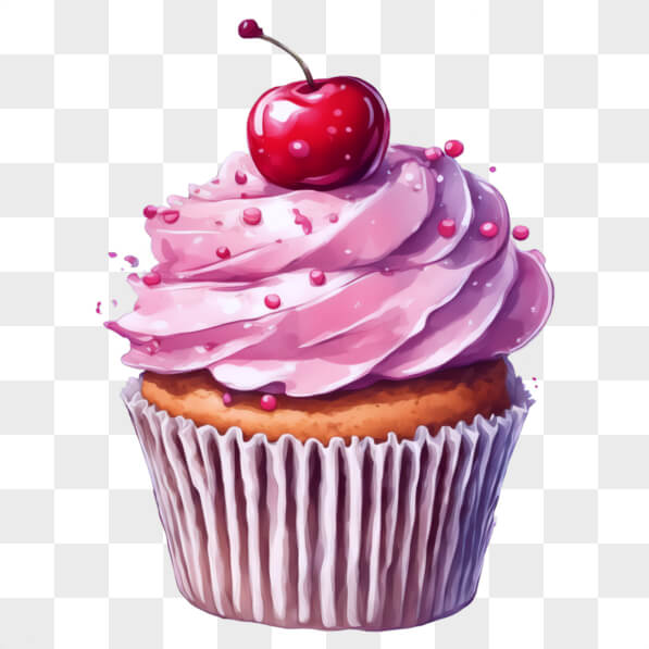 Download Delicious Cupcake with Pink Frosting and Cherry Cartoons ...