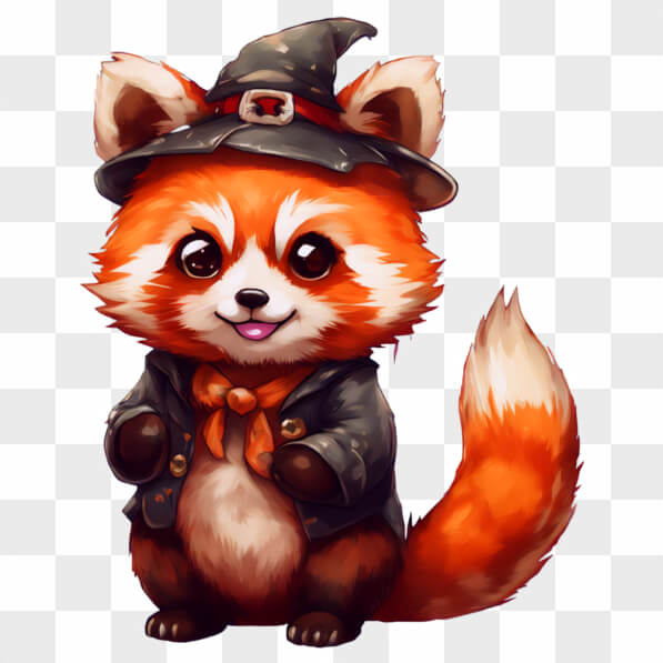 Download Kawaii Red Panda in Witch Hat Kawaii Online - Creative Fabrica