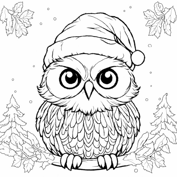 Download Christmas Owl Coloring Page Coloring pages Online - Creative ...