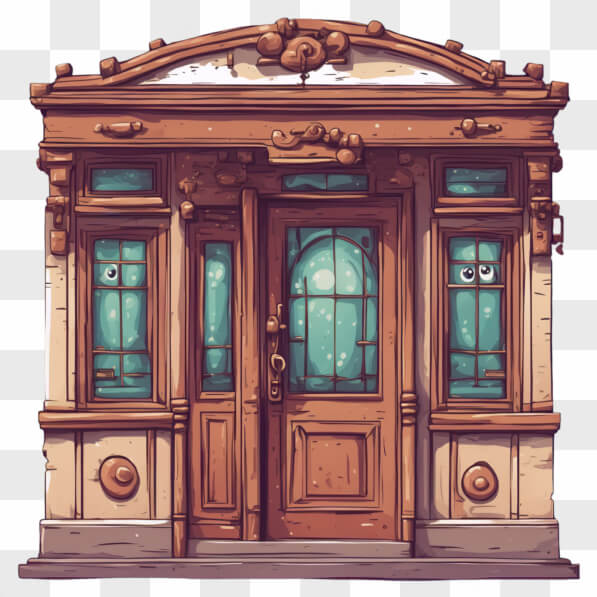 Download Whimsical Building Entrance with Cartoonish Eyes Cartoons ...