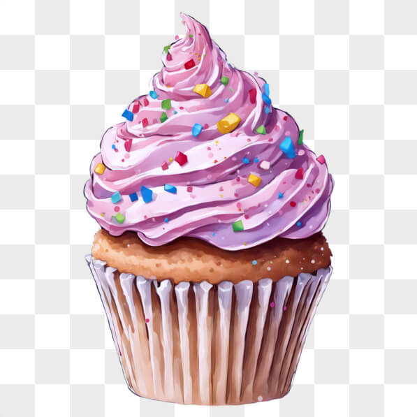 Download Delicious Cupcake with Pink Frosting and Sprinkles Cartoons ...