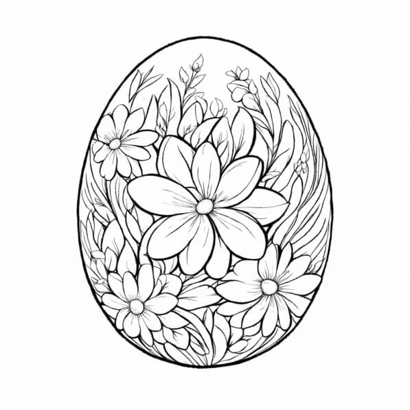 Download Intricate Flowered Easter Egg Design Coloring pages Online - Creative Fabrica