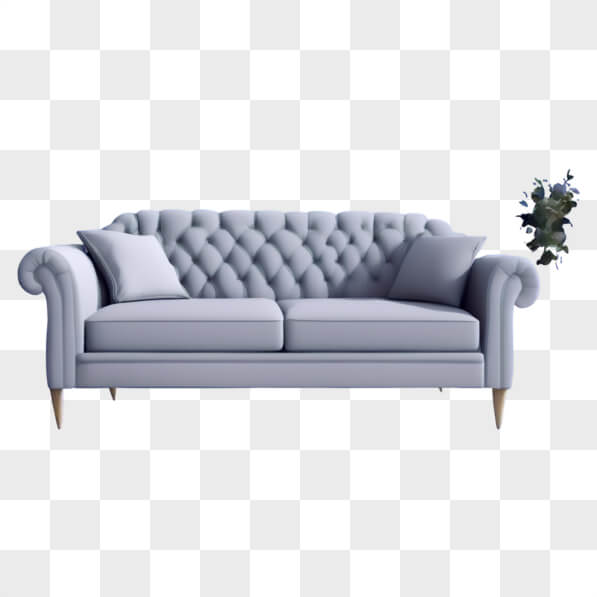 Download Light Blue Chesterfield Sofa with Decorative Pillow Cartoons ...
