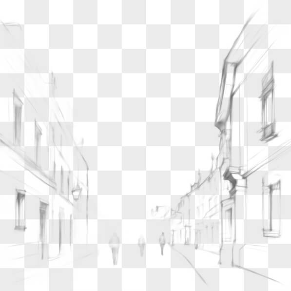 Download Serene Street Scene with Sketchy Buildings and Pedestrians ...