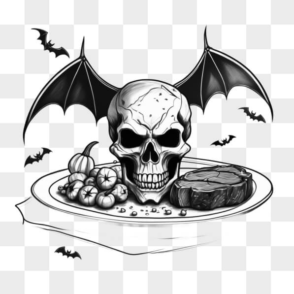 Descarga Presentación culinaria macabra con calavera y comida Bocetos ...