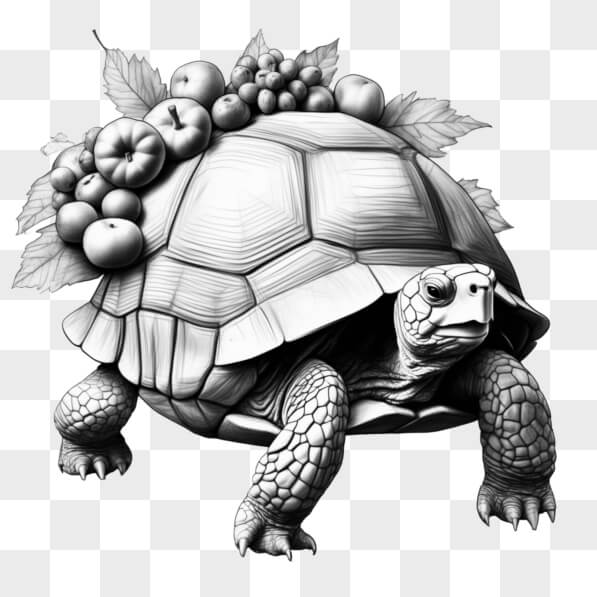 Descarga Tortuga con frutas y hojas Bocetos En Línea - Creative Fabrica