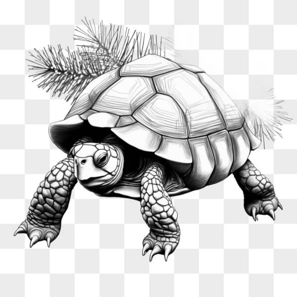 Download Illustration of a Turtle with Pine Branches Sketches Online ...