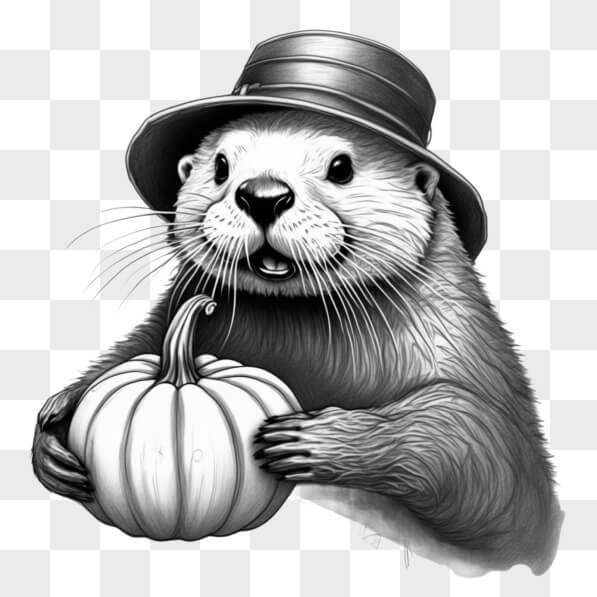 Descarga Nutria Feliz Sosteniendo una Calabaza Bocetos En Línea ...