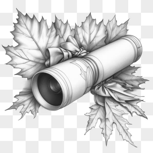 Descarga Dibujo artístico de un pergamino con hojas Bocetos En Línea ...