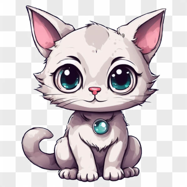 Download Cute Cartoon Cat with Turquoise Collar Cartoons Online ...