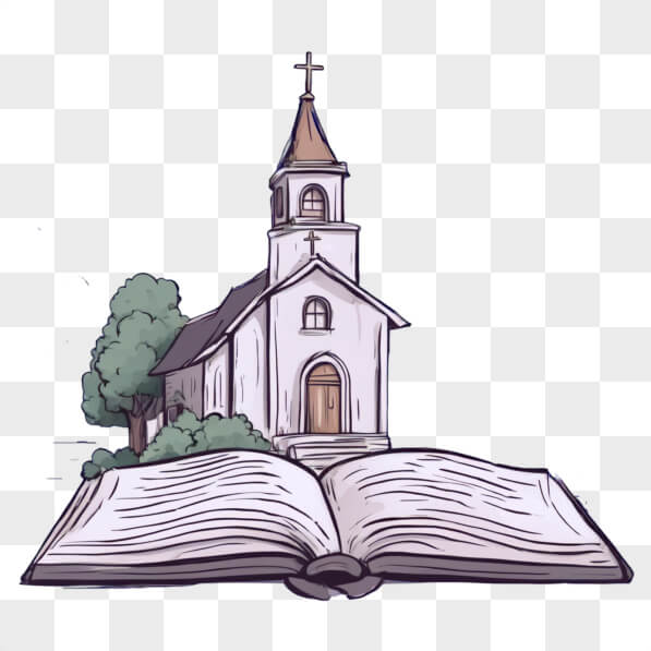 Download Church with an open book symbolizing faith and knowledge ...