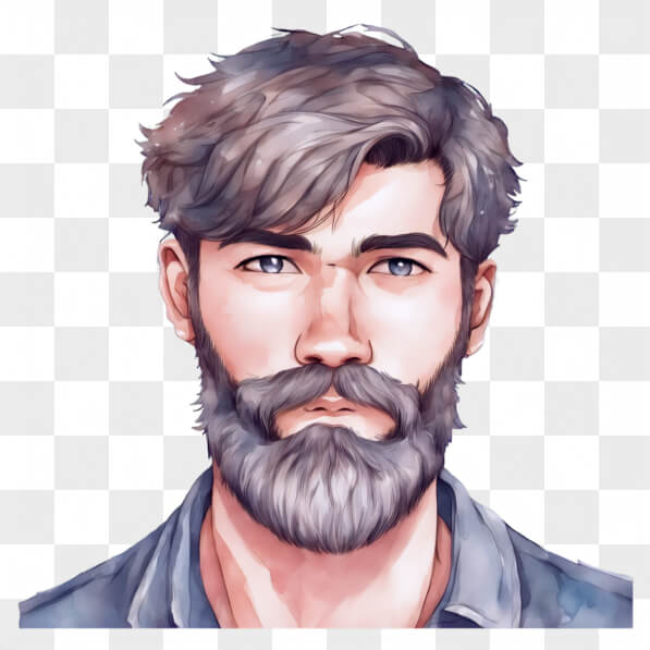 Download Portrait of a Man with Gray Hair and Beard Cartoons Online ...