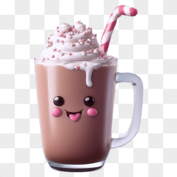 Download Cheerful Hot Chocolate with Whipped Cream and Straw Cartoons ...