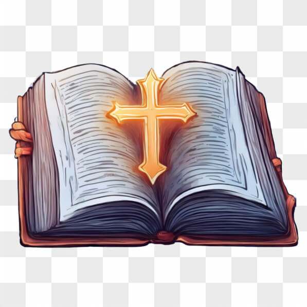 Download Open Bible with Glowing Cross Cartoons Online - Creative Fabrica