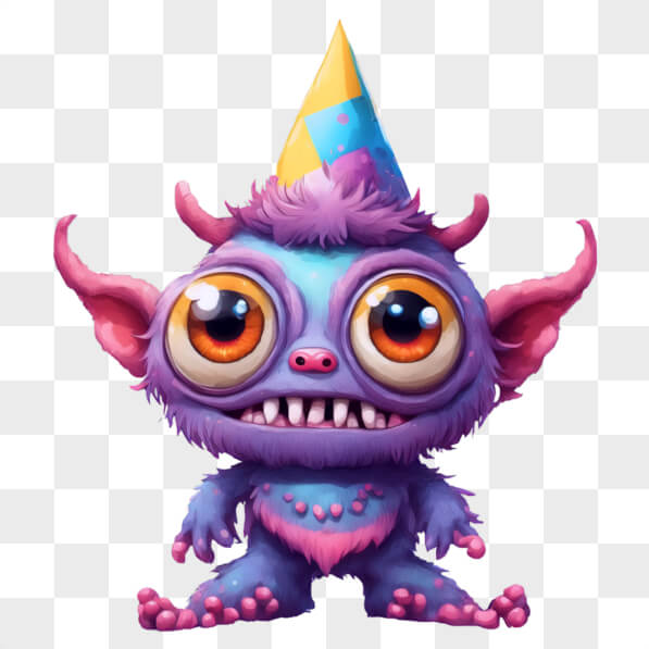 Baixe Monstro Roxo Brincalhão com Chapéu de Festa Cartoons - Creative ...