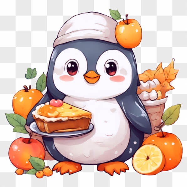 Download Kawaii Penguin Holding Pie with Fruits Kawaii Online ...