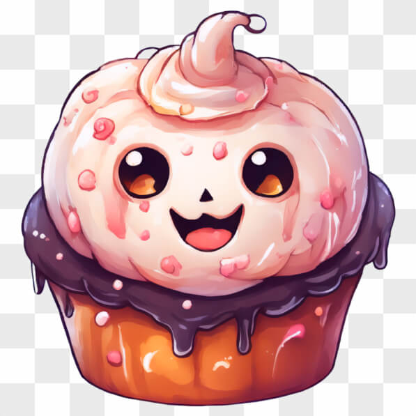 Descarga Cupcake Kawaii con cara sonriente y chispas coloridas Kawaii ...