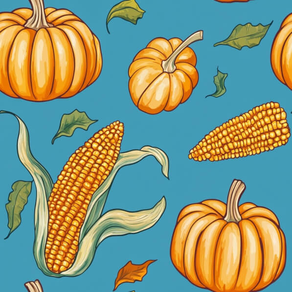 Download Autumn Harvest Pattern with Pumpkins and Corn Patterns Online ...