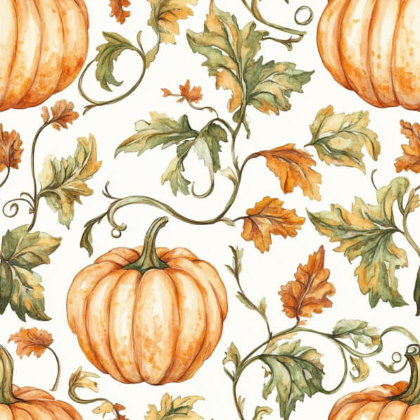 Download Watercolor Pumpkin and Leaf Pattern Patterns Online - Creative ...