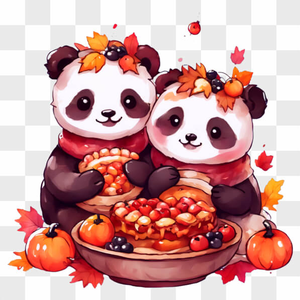 Descarga Pandas Kawaii Disfrutando de Delicias de Otoño Kawaii En Línea ...