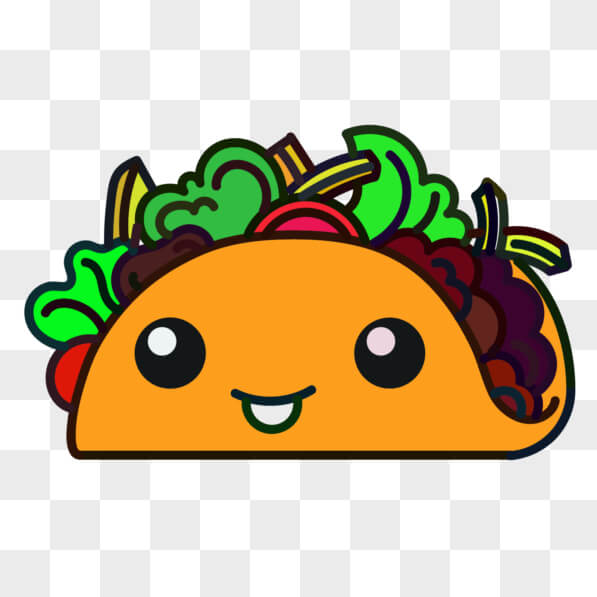 Download Cartoon Taco with Colorful Toppings PNGs Online - Creative Fabrica