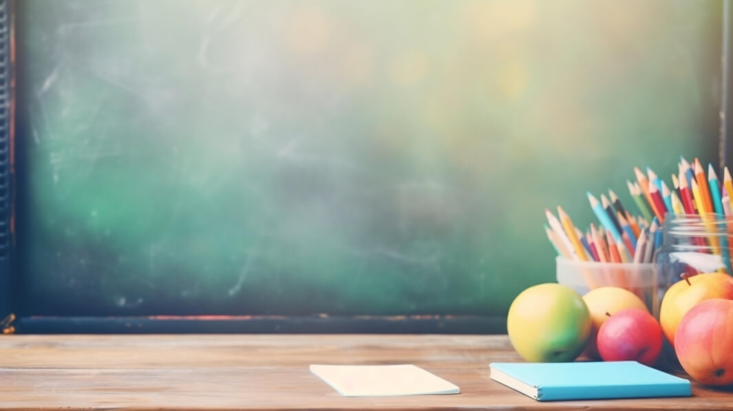 Download Cozy Classroom Desk with Notebooks and Apples Backgrounds ...