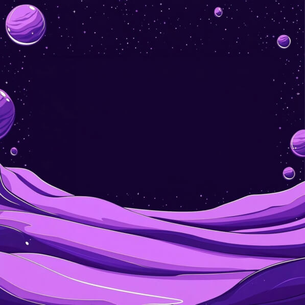 Download Stylized Cosmic Landscape with Purple Waves and Planets ...