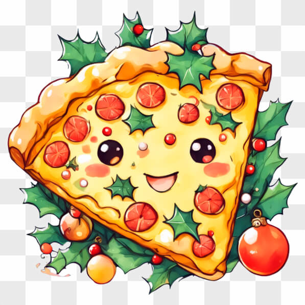 Download Kawaii Pizza Slice with Holiday Decorations Kawaii Online ...