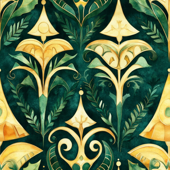 Download Intricate Floral Pattern in Gold and Green Patterns Online ...