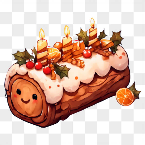 Download Kawaii Yule Log Cake with Decorations Kawaii Online - Creative ...