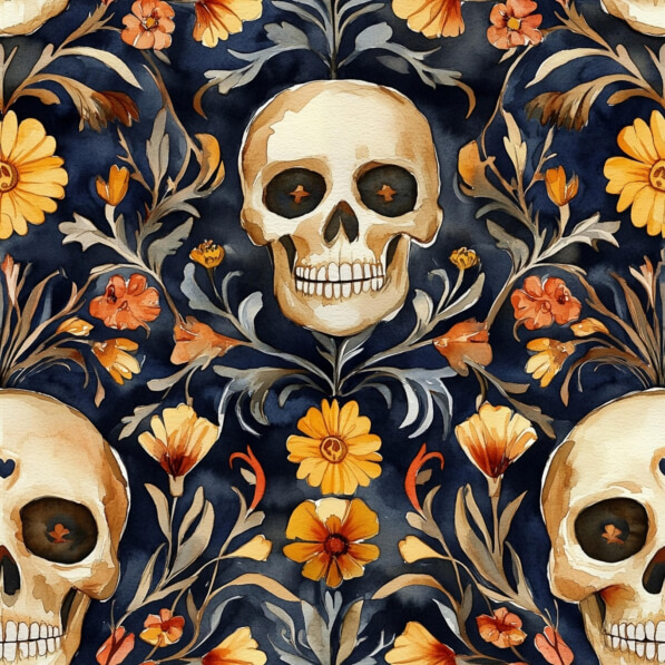 Download Watercolor Skulls and Flowers Patterns Online - Creative Fabrica