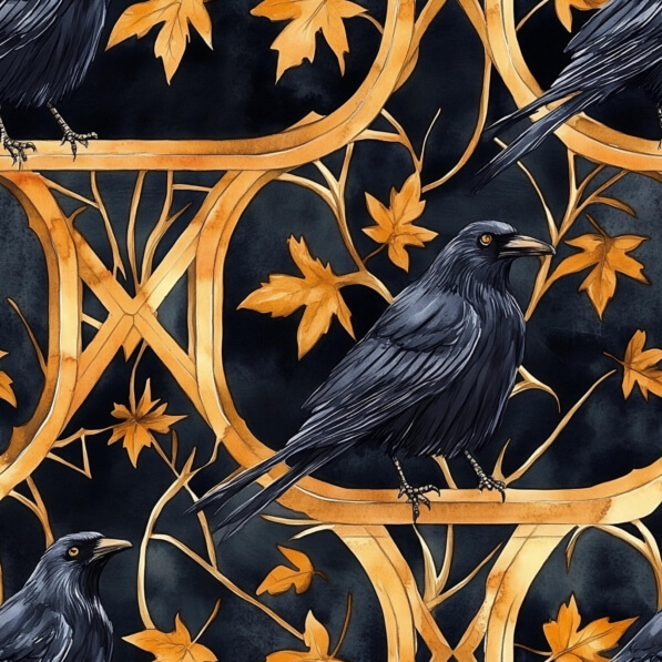 Download Artistic Pattern of Ravens and Leaves Patterns Online ...