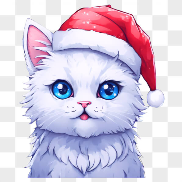 Descarga Gato Blanco Kawaii con Sombrero de Santa Kawaii En Línea ...