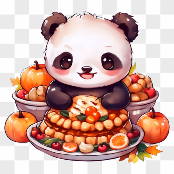 Descarga Panda Kawaii Rodeado de Delicias de Otoño Kawaii En Línea ...