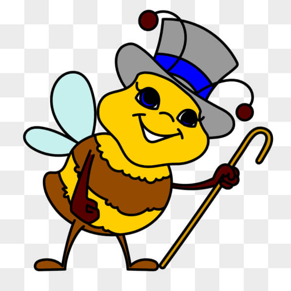 Download Cheerful Cartoon Bee with Top Hat PNGs Online - Creative Fabrica