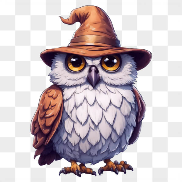 Download Whimsical Owl in Wizard Hat Cartoons Online - Creative Fabrica