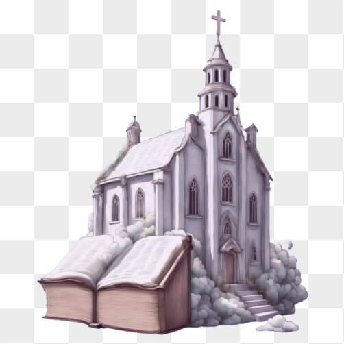 Download Church with an open book symbolizing faith and knowledge ...
