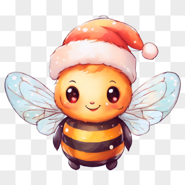 Download Kawaii Bee with Santa Hat in a Snowy Holiday Scene Kawaii ...