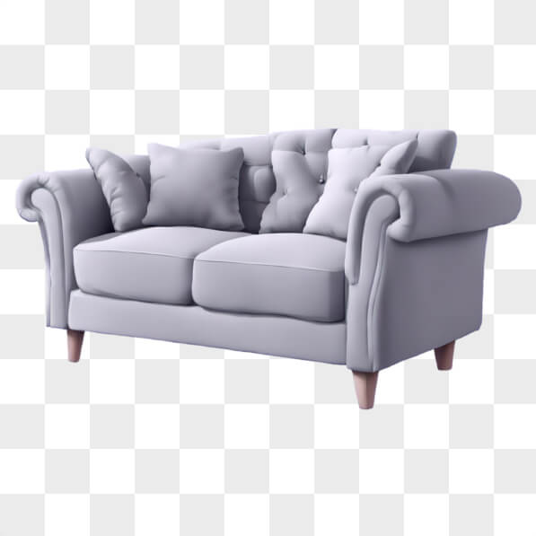 Download Stylish Gray Two-Seater Sofa with Cushions Cartoons Online ...