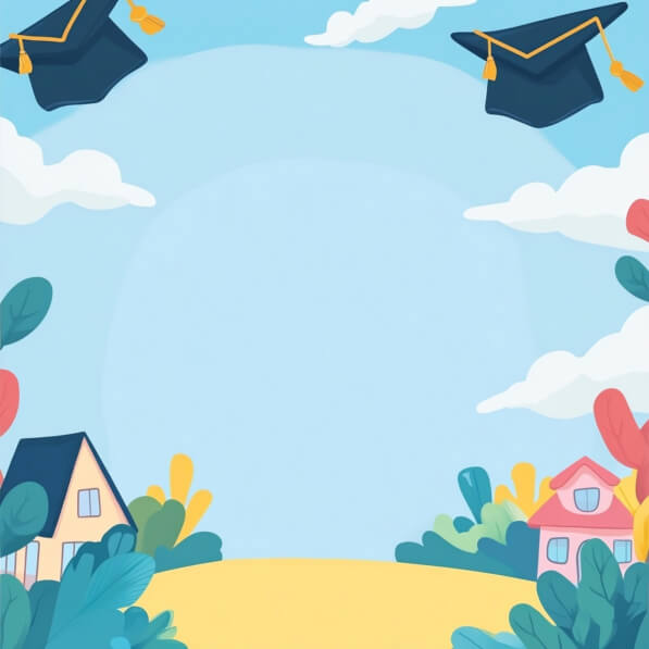 Download Graduation Celebration with Colorful Houses and Sky ...