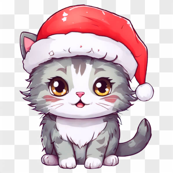 Descarga Gato Kawaii con Sombrero de Santa para las Vacaciones Kawaii ...