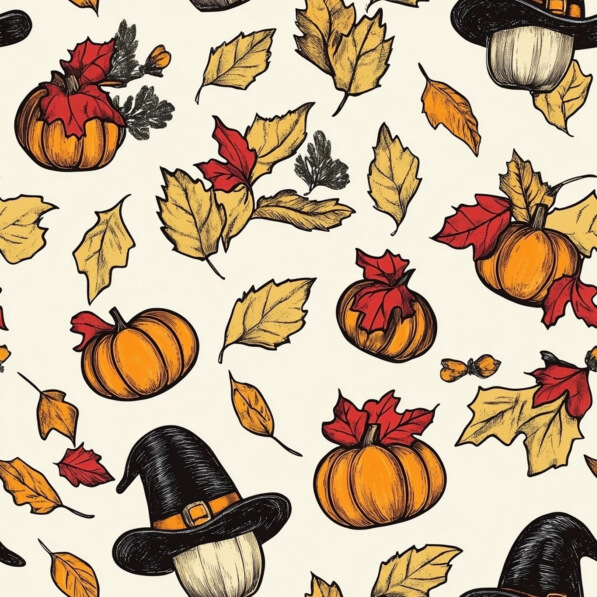 Download Autumn and Halloween Pattern with Pumpkins and Leaves Patterns ...