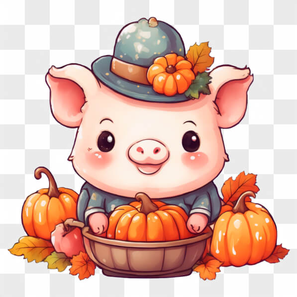 Descarga Cerdito Kawaii con Calabazas en Otoño Kawaii En Línea ...