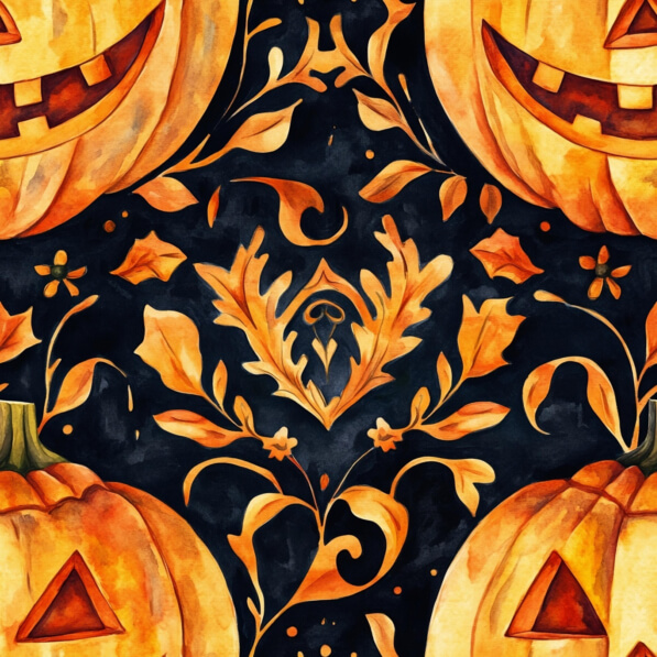 Download Halloween Pumpkins and Autumn Leaves Pattern Patterns Online ...