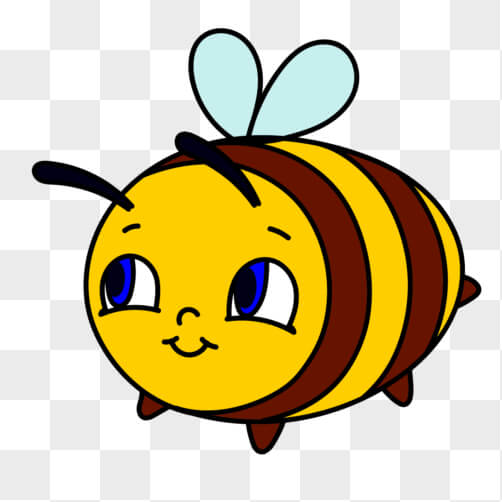 Download Cartoon Bee with Smiling Face and Blue Wings PNGs Online ...