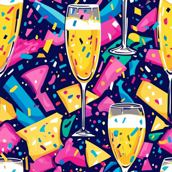 Download Celebratory Pattern with Champagne Glasses and Confetti ...