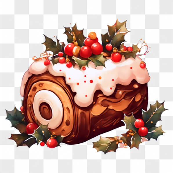 Download Kawaii Yule Log Cake with Festive Decorations Kawaii Online ...