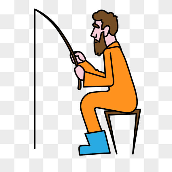 Download Man Fishing in Orange Suit PNGs Online - Creative Fabrica