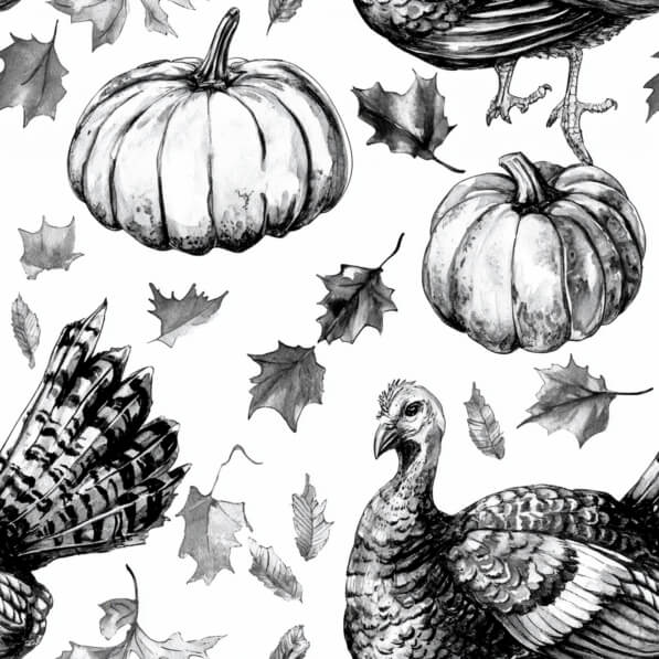Download Autumn Harvest Design with Pumpkins and Turkeys Patterns ...
