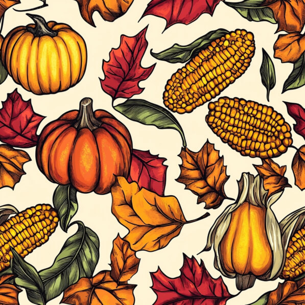 Download Autumn Harvest Pattern with Pumpkins and Leaves Patterns ...